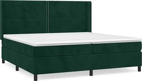 Box spring postel s matrací tmavě zelená 200x200 cm samet 3132642