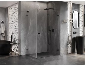 Mexen Lunar-F L, pravý sklápěcí sprchový kout 95 x 70 cm, 8mm čiré sklo, černý profil, 836L-095-070-70-00-P