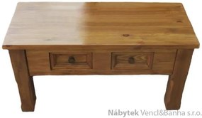 dřevěný rustikální stylový konferenční stolek z masivního dřeva borovice Mexicana CEN06 rovné nohy euromeb
