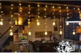 Vánoční osvětlení ISO19736  světelný závěs s koulemi 108 LED na USB, teplý bílý