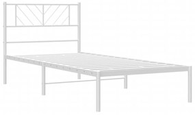 Kovový rám postele s čelem bílý 107 x 203 cm