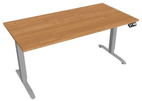 Elektr. nastavitelný stůl 160x80 s pamětí - HOBIS MOTION MS 2M 1600 Dekor stolové desky: olše, Barva kovové podnože: stříbrná