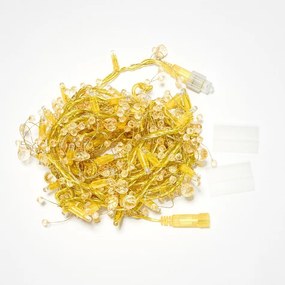 Eco Fix LED světelný řetěz, venkovní s krystalky, teple bílá s FLASH, 8 m, 80 diod, zlatý kabel, IP44, 24V