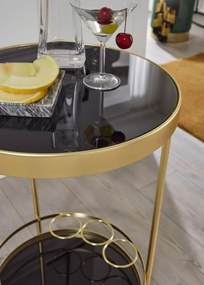 Bruxxi Servírovací stolek Helm, 76 cm, zlatá / černá