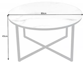Massive home | Konferenční stolek ELEGANCE BLACK X 80 CM bílý mramorový vzhled