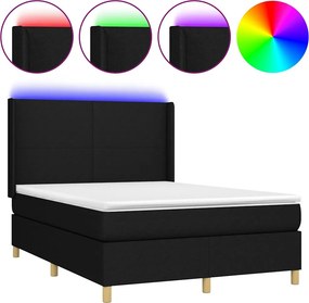 Box spring postel s matrací a LED černá 140x190 cm textil 3138711