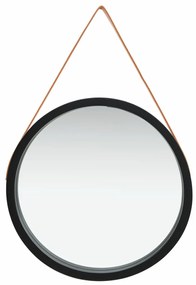 320371 vidaXL Nástěnné zrcadlo s popruhem 60 cm černé