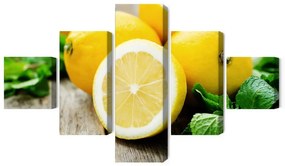 Vícedílný obraz Citron S Mátou Nedostatek Nedostatek Přírodní plátno 150x90