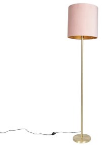 Romantická stojací lampa mosaz s růžovým odstínem 40 cm - Simplo