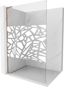 Mexen Kioto L, sprchová zástěna Walk-In 70 x 200 cm, 8mm čiré sklo bílý vzor, ​​růžové zlato profil, 800-070-103-60-85