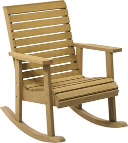 Houpací křeslo Outsunny s opěrkami, zahradní křeslo pro relaxaci na balkoně a terase, nosnost do 130 kg, borové dřevo, světle hnědé 64 x 86 x 85 cm |
