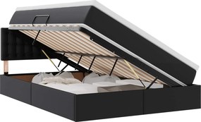 Postel s úložným prostorem a matrací s čelo Černá 140 x 190 cm 3370393