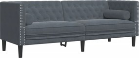 2dílná sedačka Chesterfield s podhlavníky tmavě šedá samet 3209292