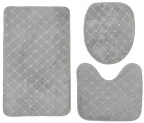 Koupelnové kusové koberečky trojdílné 45x75cm/40x45cm světle šedé