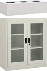 vidaXL Kancelářská skříň s květináčem 90x40x128 cm ocel [3095262] Barva: světle šedá