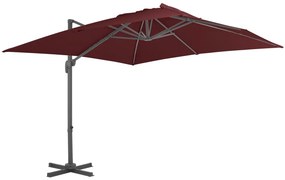 Boční zahradní slunečník s hliníkovou tyčí bordó 400 x 300 cm 312315