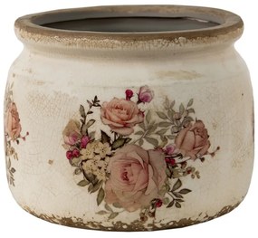 Keramický obal na květináč s růžemi Roses I – 15x13 cm