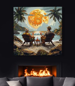 Obraz na plátně - Bitcoin Týpci na dovolené FeelHappy.cz Velikost obrazu: 120 x 120 cm