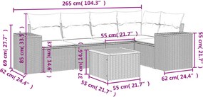 6dílná zahradní sedací souprava s poduškami béžová polyratan 3225435