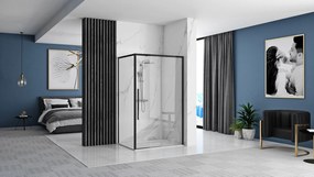 Sprchový kout REA SOLAR 80/pevná stěna x 100/dveře cm, černý matný
