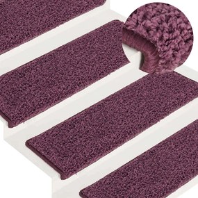 Schodové rohože 15 ks 65 x 21 x 4 cm tmavě fialové s obdélníkovým okrajem 326205