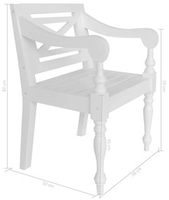 Židle Batavia 2 ks bílé masivní mahagonové dřevo - Default Title