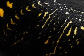 Dywany Łuszczów, Běhoun Gloss 408C 86 geometric black/gold, 80x300, černá, obývací pokoj