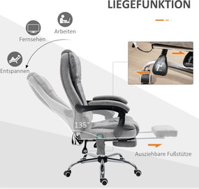 Vinsetto Masážní Hřejivá Kancelářská Židle Ergonomická S Nastavitelnou Výškou A Sklopným Opěradlem Z Mikrovlákna Šedá