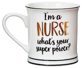 Sass & Belle Porcelánový hrnek s nápisem I am a nurse what is your super power? 400ml