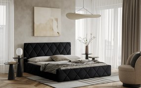 Postel LUKA 160x200 černá s úložným prostorem
