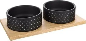 Flamingo Duo Dinner Nervo Nerezové misky pro psy černá 2x840ml