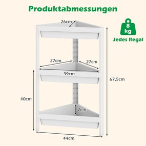 Costway Sada 2 rohových polic s vyjímatelným designem a odtokovými otvory, volně
