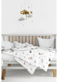 Bílé dětské povlečení do postýlky z bavlny Renforcé 100x150 cm Dinozor – Mijolnir