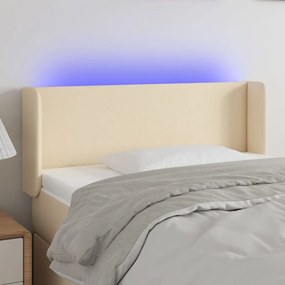 Čelo postele s LED krémové 103 x 16 x 78/88 cm textil