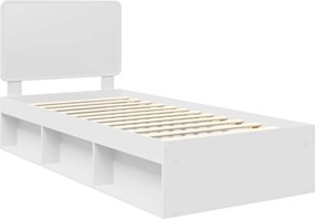 Rám postele s čelo Bílá 90 x 200 cm Masivní borové dřevo 3412533