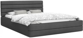 Luxusní manželská postel TOPAZ grafit 160x200 z eko kůže s kovovým roštem