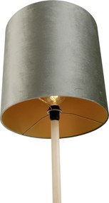 Dřevěná stojací lampa se zeleným sametovým stínidlem 40 cm - Mels