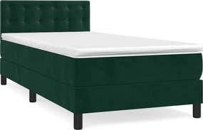 Box spring postel s matrací tmavě zelená 90x200 cm samet 3141524