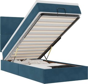 Osmanský rám postele s matracemi tmavě modrá 80x200cm samet 3313365