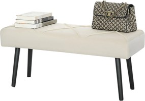 HOMCOM lavice s polstrováním, postelová lavice, vzhled sametu, 100 x 36 x 45 cm, krémově bílá