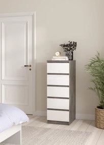 FALCO Komoda Simplicity 233 beton/bílý lesk
