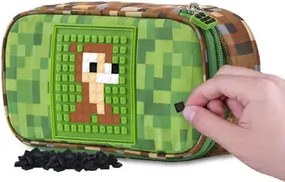 PIXIE CREW studentský penál  zeleno-hnědý malý panel / od 6 let