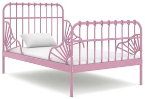 Prodloužitelný rám postele růžový kov 80 x 130/200 cm,  324743