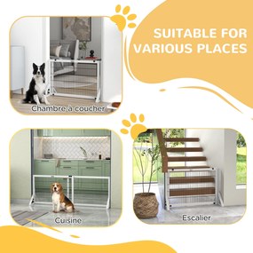 PawHut Bezpečnostní Bariera pro Psy, 2-panelová nastavitelná šířka ochranná bariéra 101-181D x 44Š x 67V cm, pro schody, dveře, chodby, z borovicovéh…