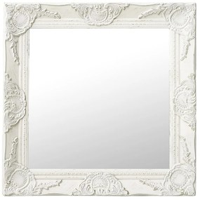 Nástěnné zrcadlo barokní styl 50 x 50 cm bílé 320312