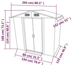 vidaXL Marketos Zahradní domek na nářadí zelený kovový 204x132x186 cm