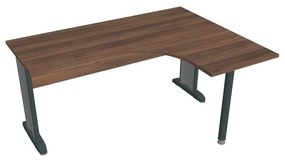 Stůl ergo oblouk levý 160×120/60 cm - Hobis Cross CE 60 L Dekor stolové desky: ořech, Dekor lamino podnože: ořech, Barva nohou: černá