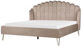 Sametová postel 180 x 200 cm taupe AMBILLOU Beliani