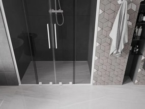 Mexen Velar Duo, posuvné sprchové dveře do otvoru 150 cm, 8mm šedé sklo, bílá matná, 871-150-000-42-20