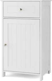 Costway Koupelnová skříňka úzká se zásuvkou a dvířky – 43 × 34 × 77 cm, bílý